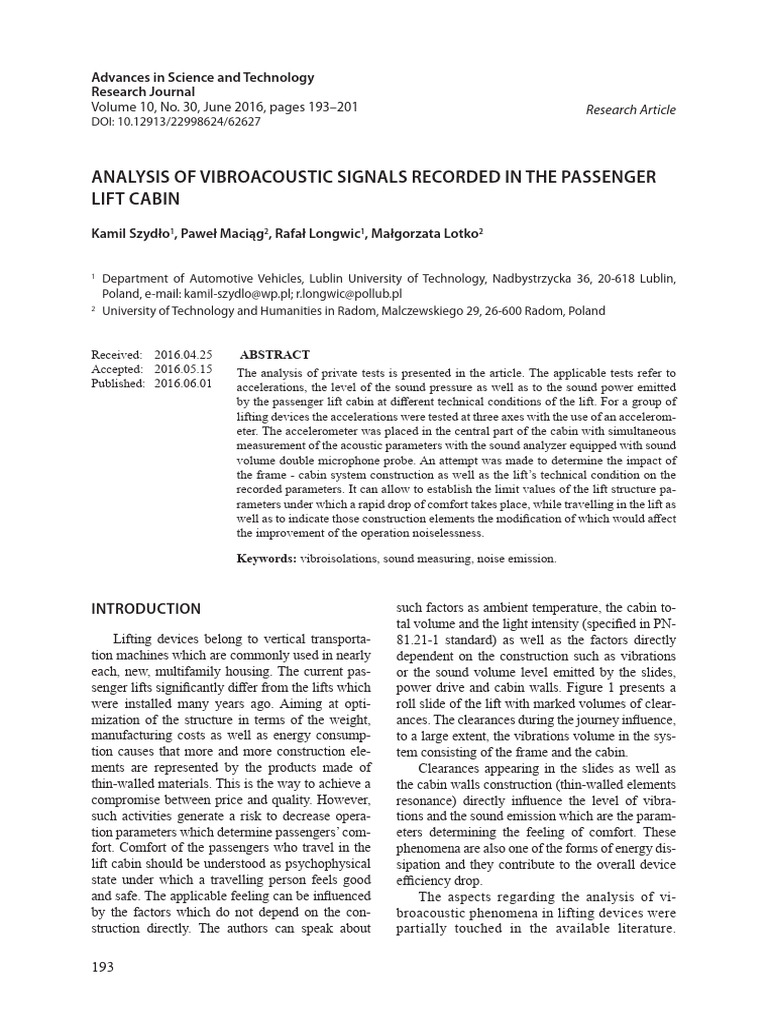 ANALYSIS OF VIBROACOUSTIC | PDF | Elevator | Microphone
