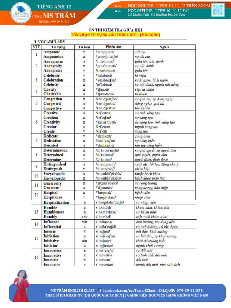(Mtec 12TĐ) Ôn Thi GK1 T NG H P M R NG T V NG Unit 01 Life Stories | PDF