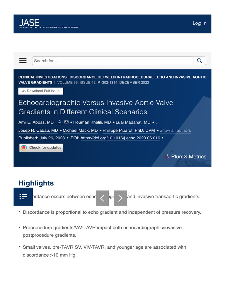 Echocardiographic Versus Invasive Aortic Valve Gradients in Different ...