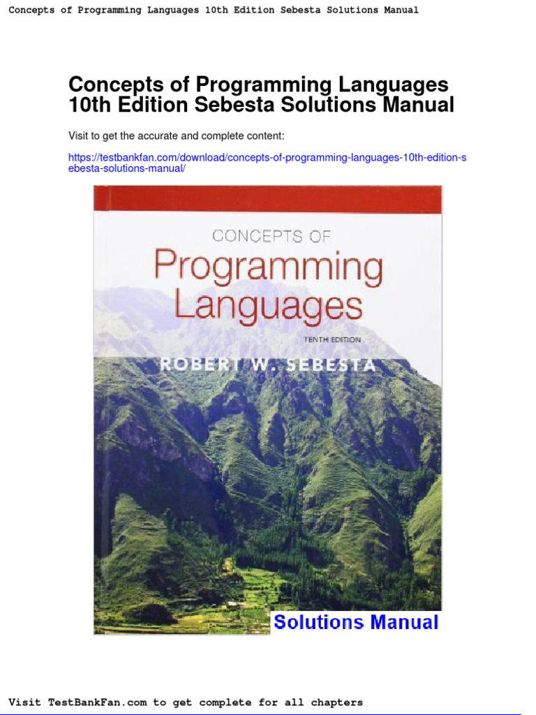 Concepts of Programming Languages 10th Edition Sebesta Solutions Manual ...