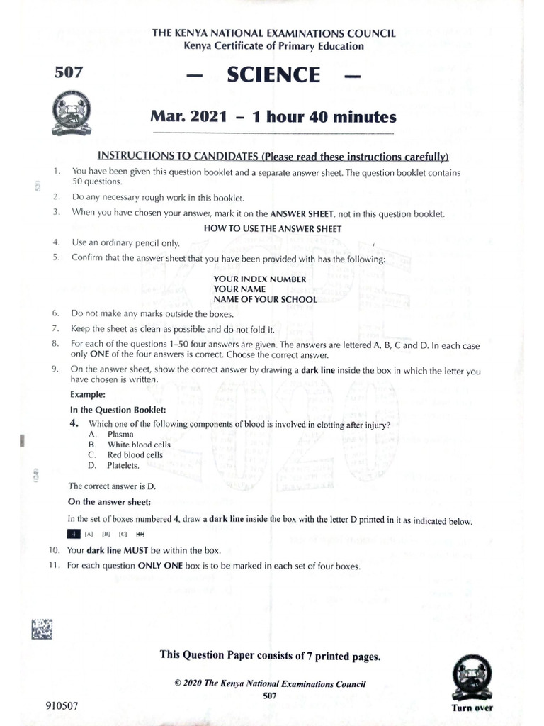 Science KCPE 2021 | PDF