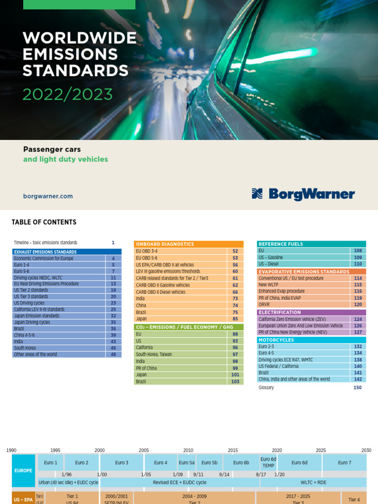 Passenger Cars and Light Duty Vehicles Emissions Standards Booklet ...