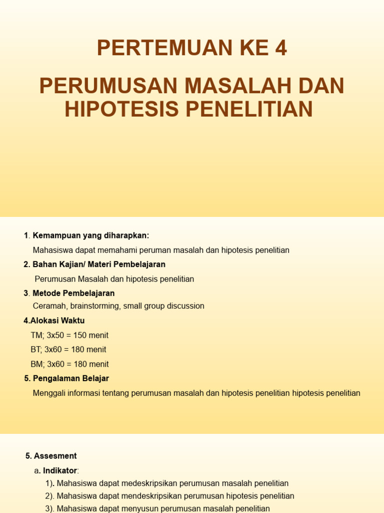 Pertemuan 4 Per. Masalah Dan Hipotesis | PDF