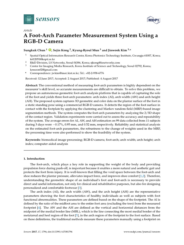 RGB-D Camera Foot Arch Measurement System | PDF | 3 D Computer Graphics ...