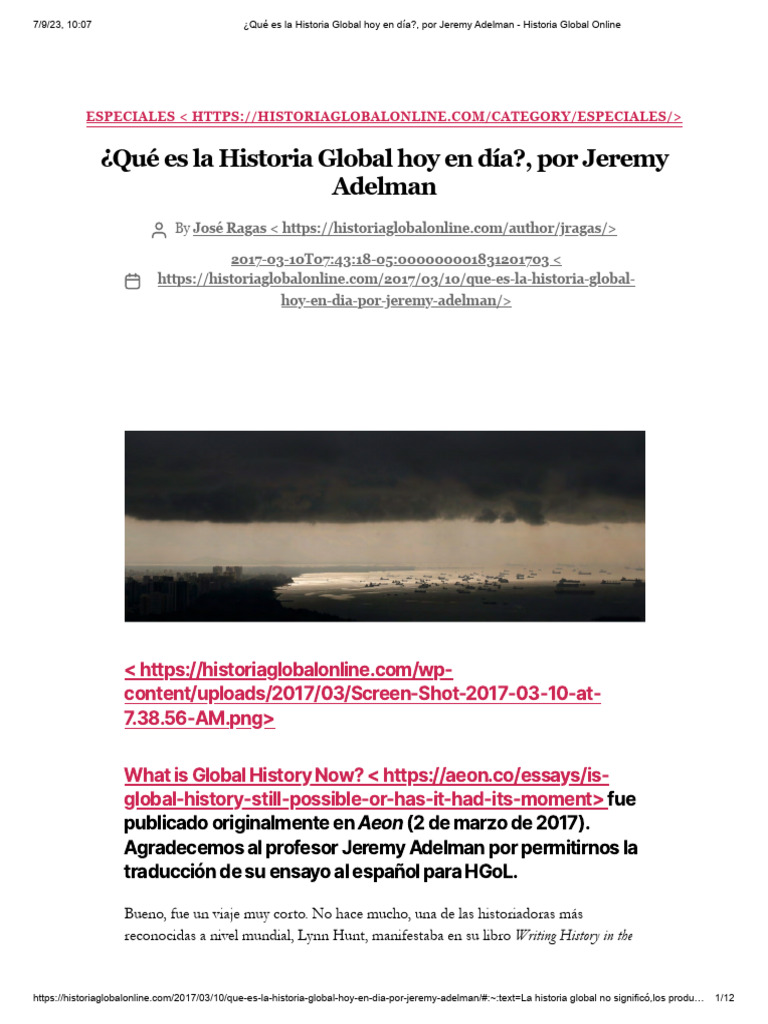 ¿Qué Es La Historia Global Hoy en Día?, Por Jeremy Adelman | PDF ...