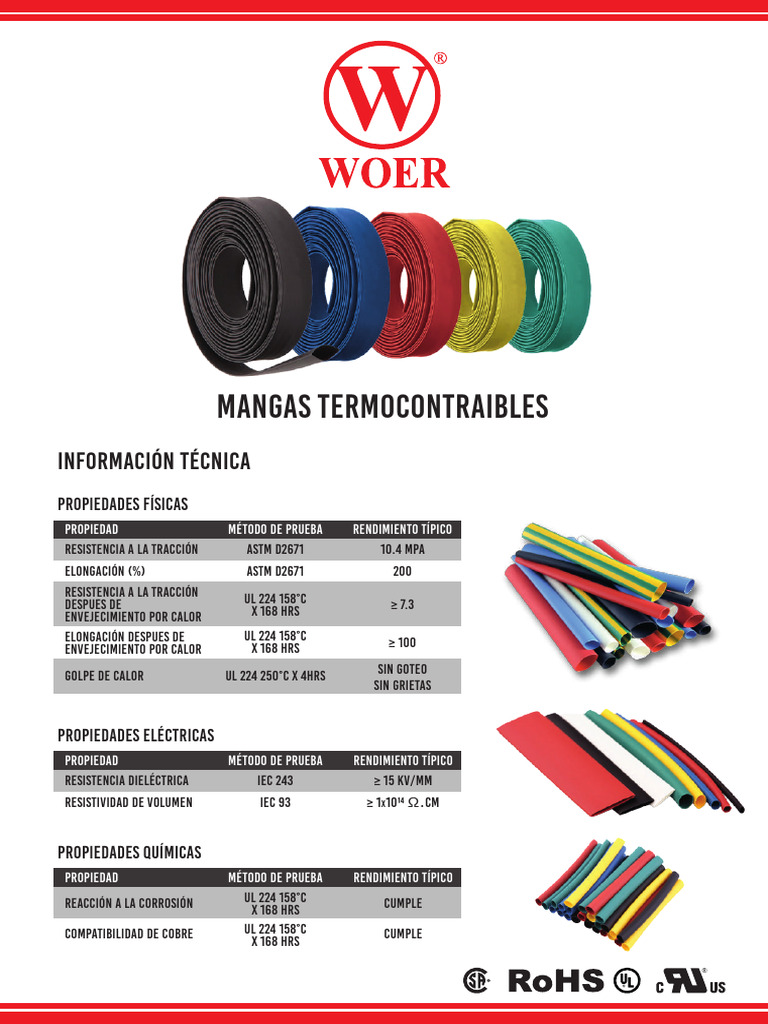 FICHA TECNICA MANGA TERMOCONTRAIBLE WOER | PDF | Physical Sciences