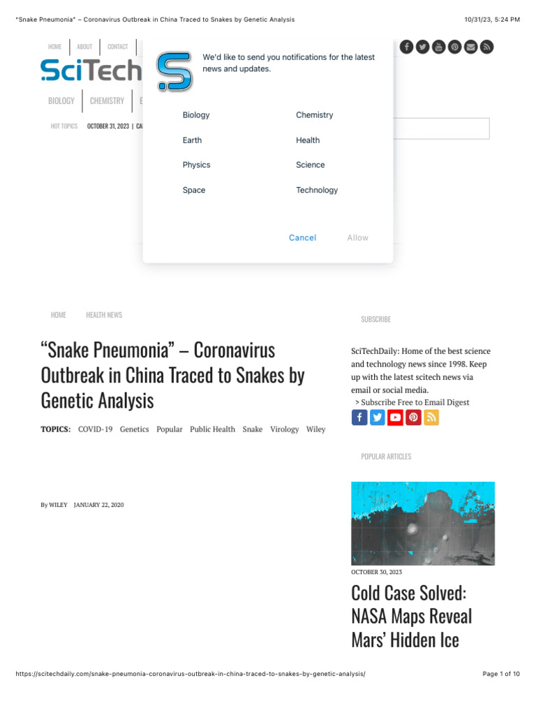 "Snake Pneumonia" - Coronavirus Outbreak in China Traced To Snakes by ...