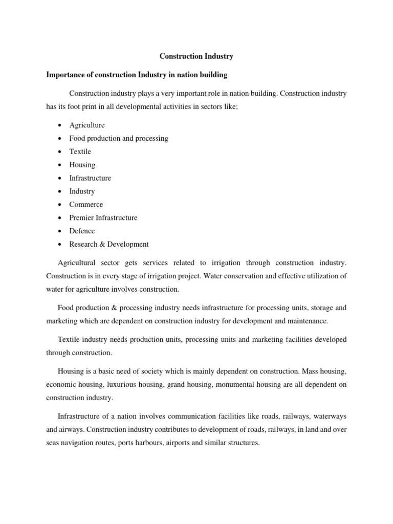 Chapter 1 Construction Industry | PDF | Infrastructure | Civil Engineering