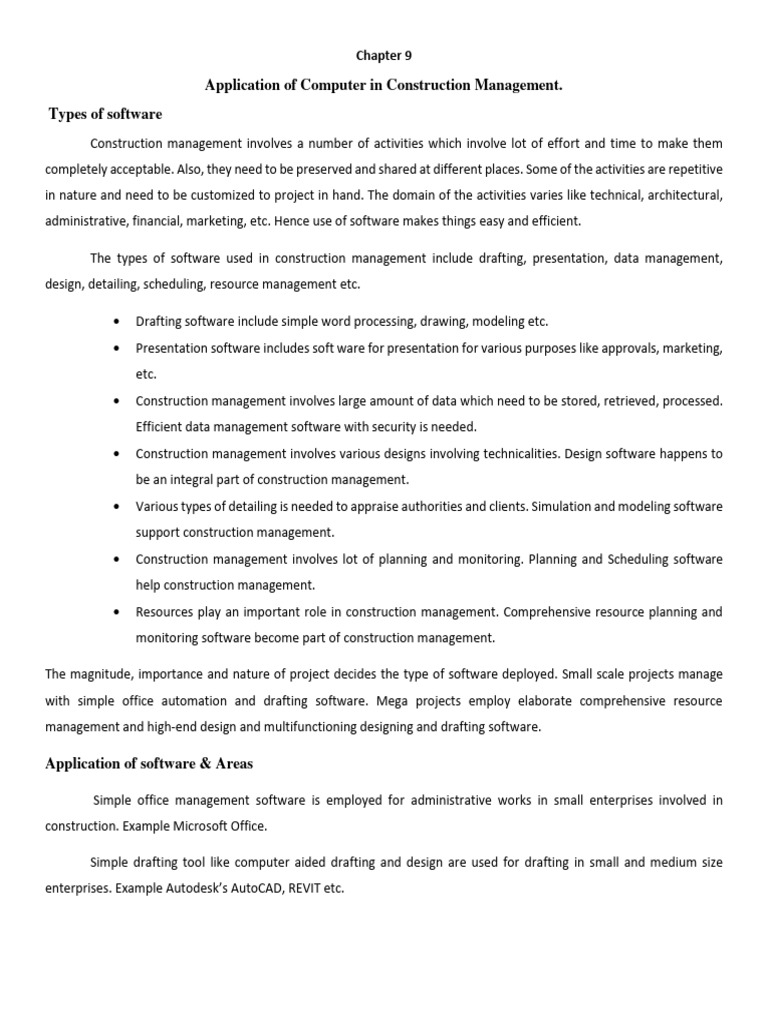 Chapter 9 Application of Computer in Construction Management. | PDF ...