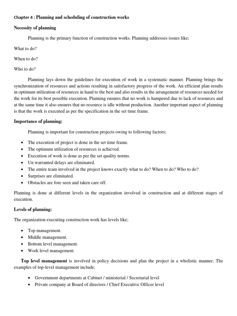 Chapter 4 Planning and Scheduling of Construction Works | PDF | Time