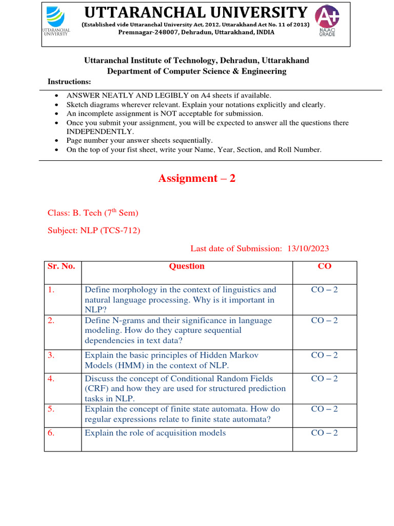 NLP Assignment No 2 | PDF