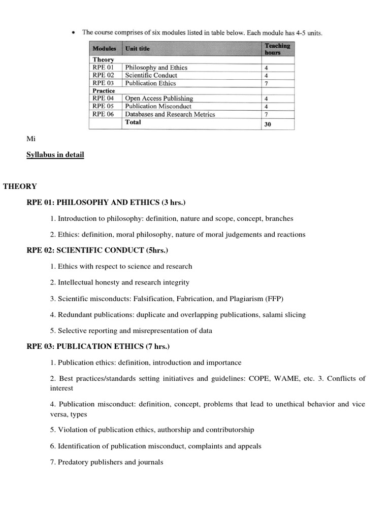 Research and Publication Ethics Material Based On Syllabus | Download Free PDF | Logic | Morality