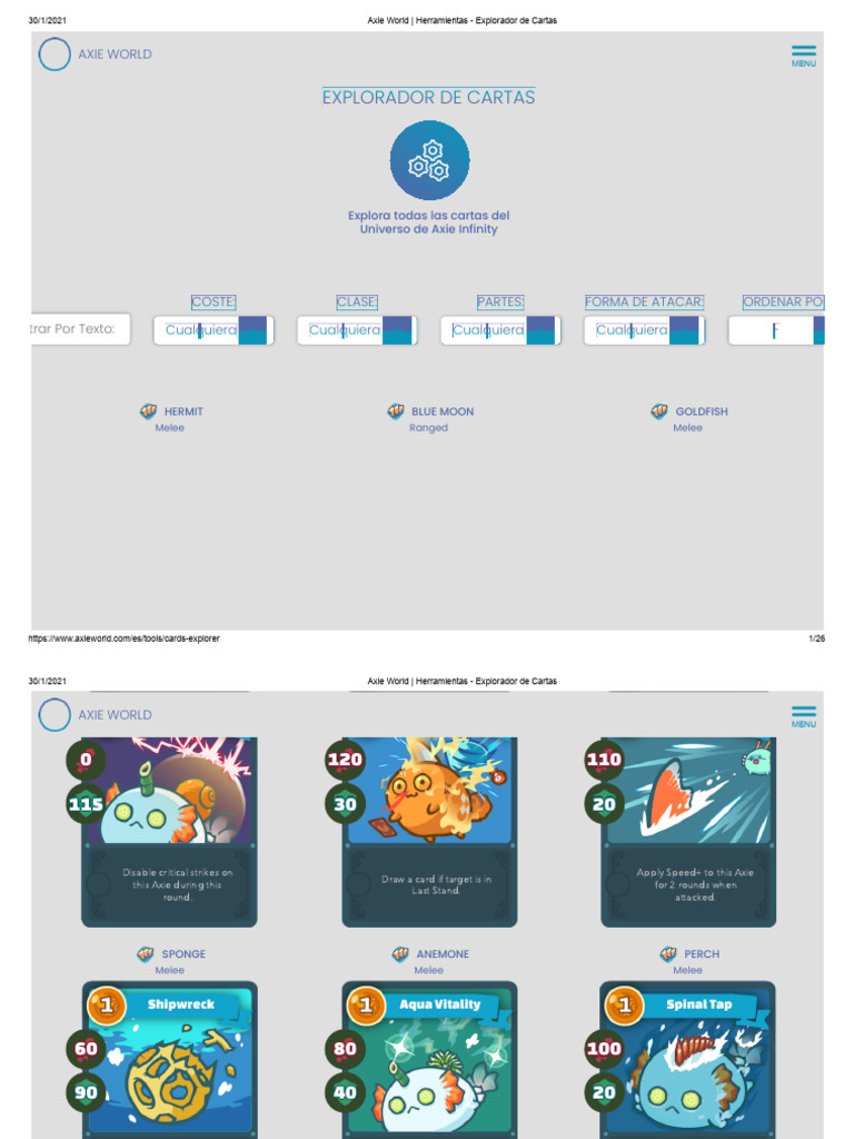 Axie World Card Explorer Tool | PDF