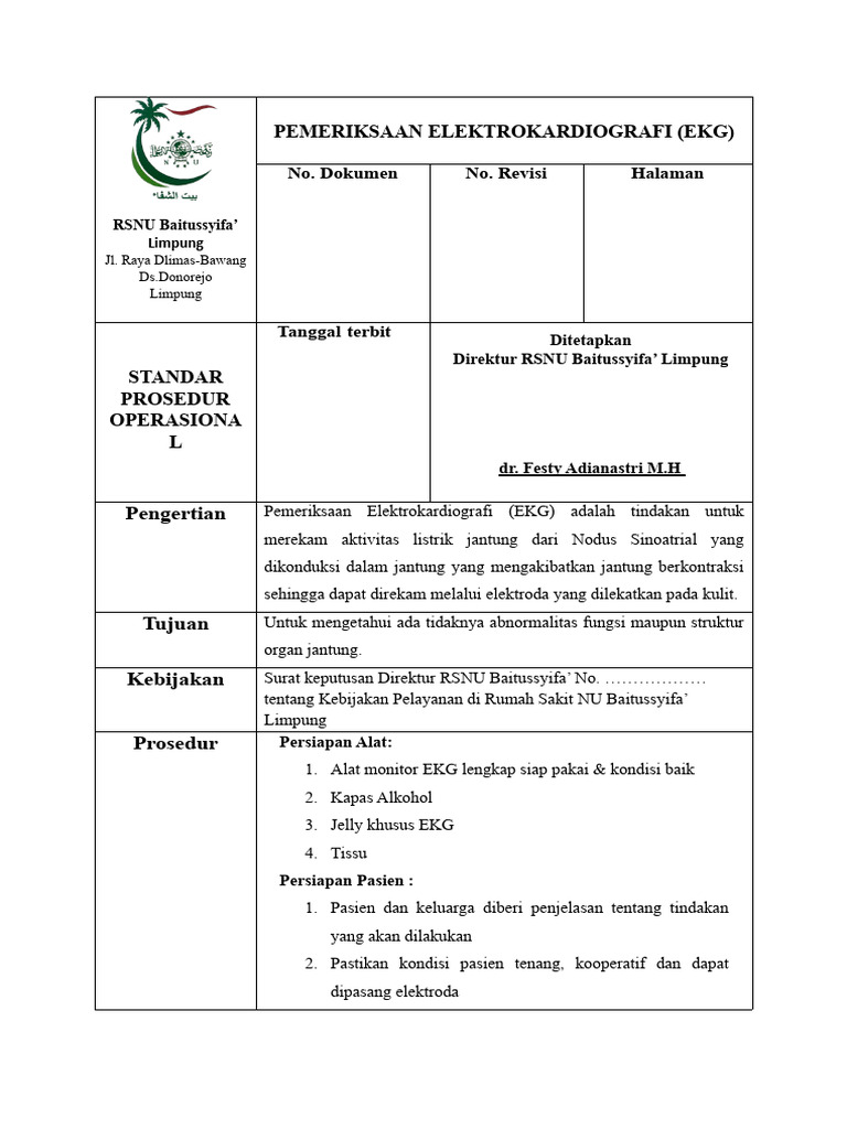 Sop Rsnu Ekg | PDF | Kesehatan Holistik | Teknologi & Rekayasa