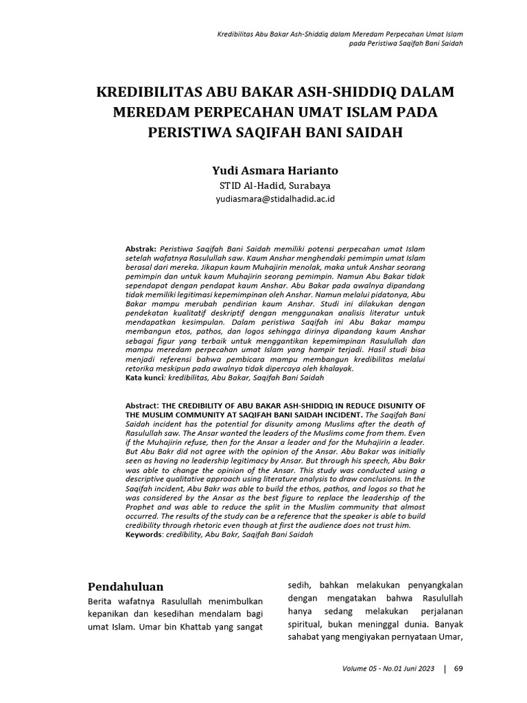 Abu Bakar's Role in Saqifah Unity | PDF | Umar | Abrahamic Religions