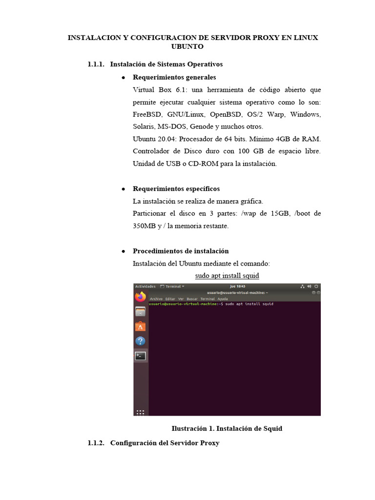 Instalacion y Configuracion de Servidor Proxy en Linux Ubunto | PDF | Servidor proxy | Contraseña