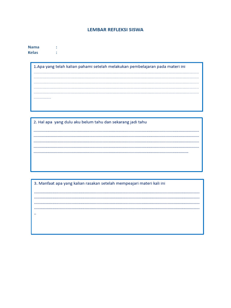 Lembar Refleksi Siswa | PDF | Karier & Perkembangan | Pengembangan Diri