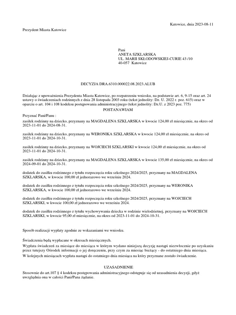 Decyzje Numer DRA.6310.000022.08.2023.ALUB | PDF