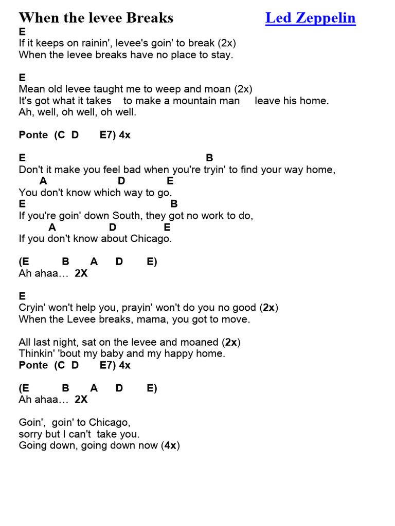 When The Levee Breaks Led Zeppelin Cifras Pdf