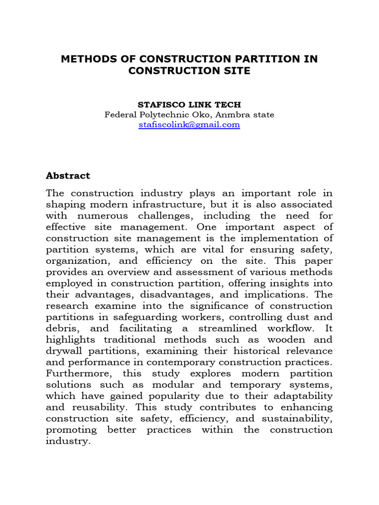 Construction Partition Methods | PDF | Drywall | Wall