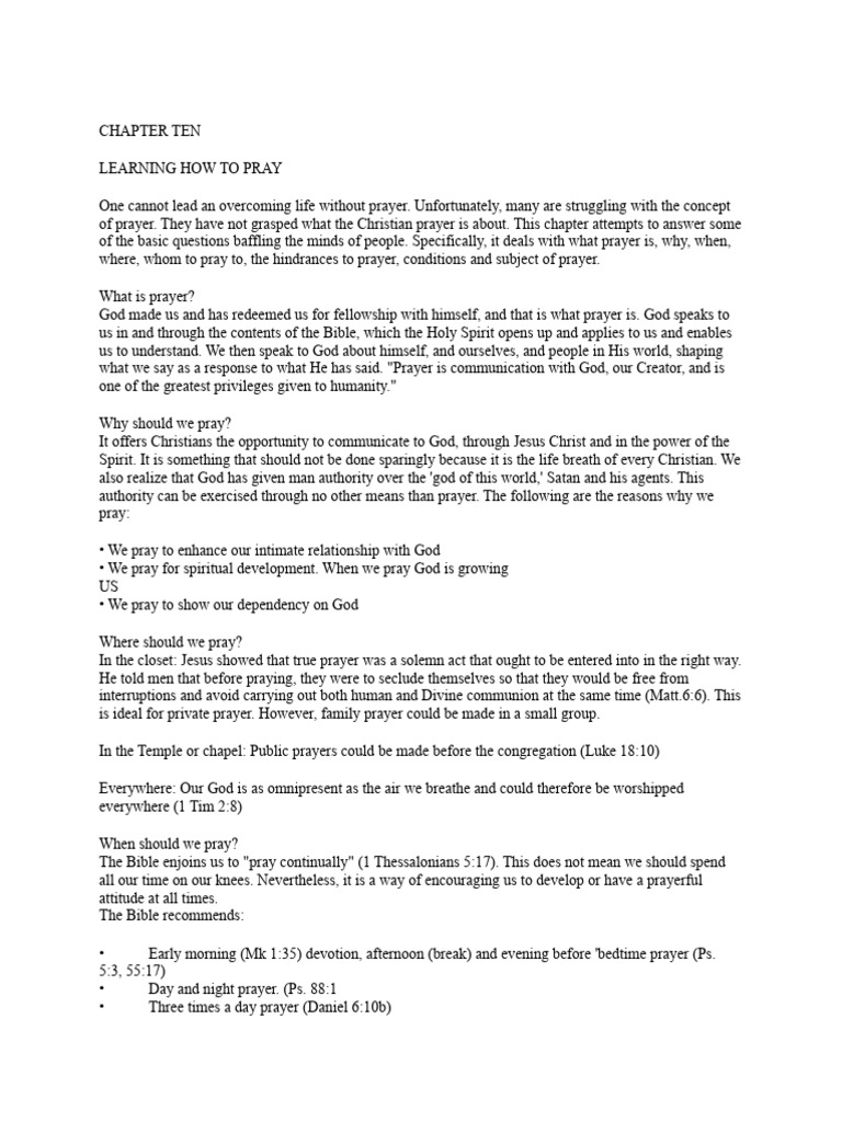 Learning how to pray | PDF | Prayer | God