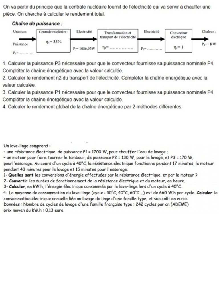 Exercices Energie Pdf