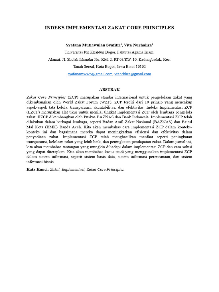 Indeks Implementasi Zakat Core Principles | PDF
