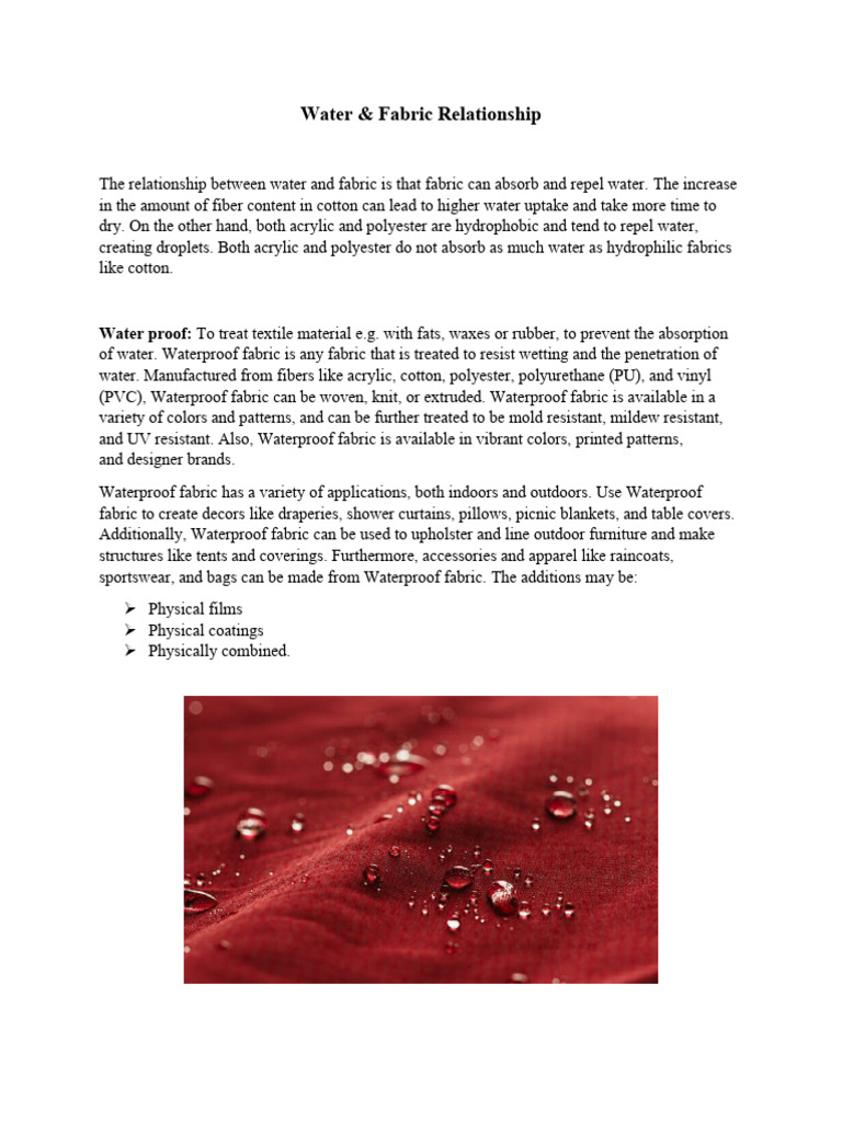 Water | PDF | Textiles | Wetting