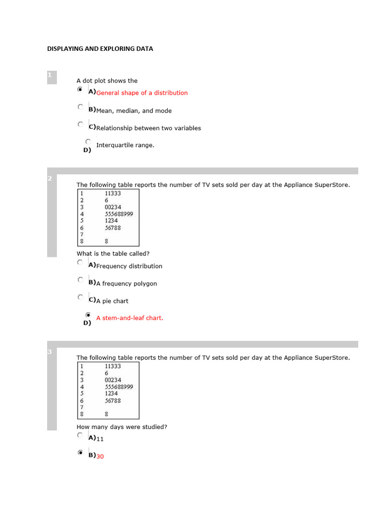 Answer of Assignment of Displaying & Exploring Data | PDF | Median | Statistics