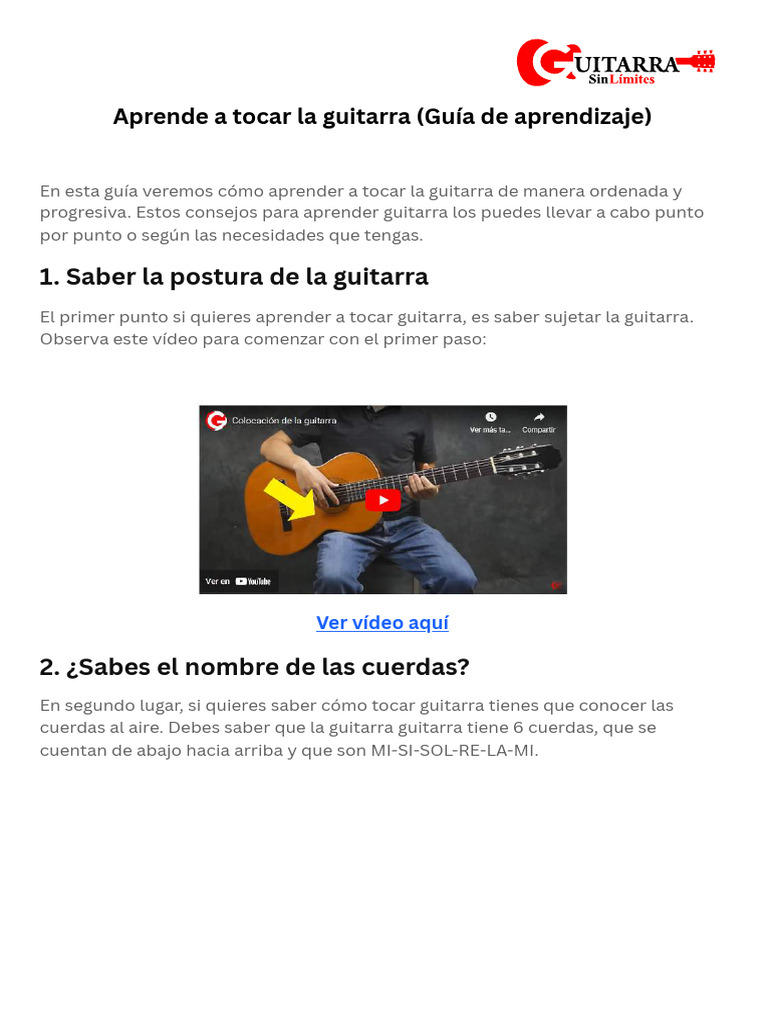 Aprende A Tocar La Guitarra PDF | PDF | Acorde (Música) | Guitarras