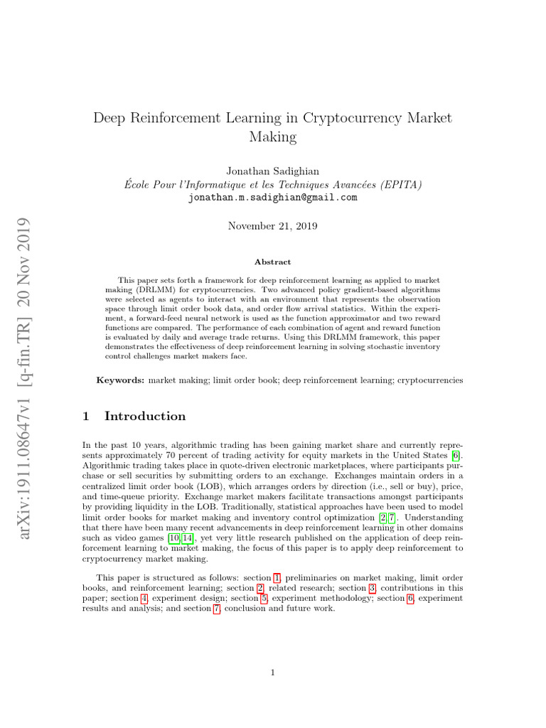 1911.08647 - Jonathan Sadighian- Deep Reinforcement Learning in ... 1911.08647 - Jonathan Sadighian- Deep Reinforcement Learning in ...