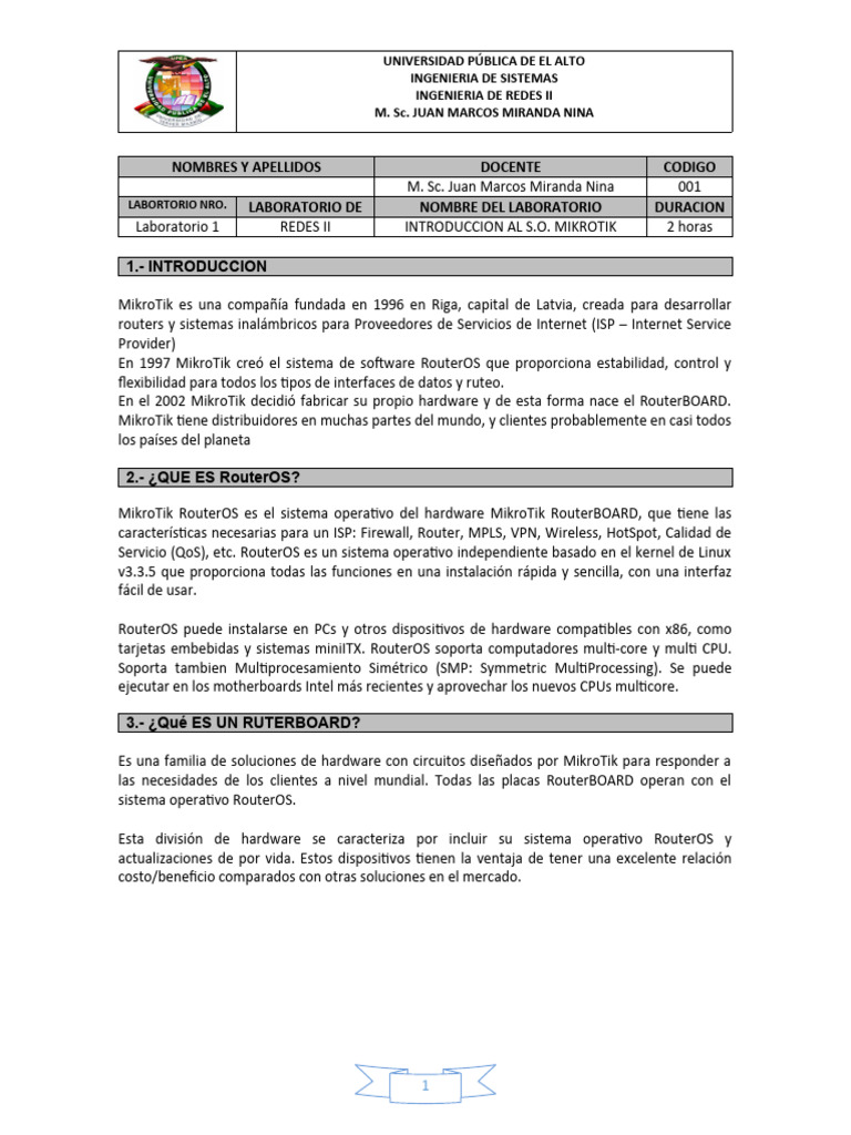 Lab 1 Mikrotik Introduccion (Recuperado Automáticamente) | PDF | V ... Lab 1 Mikrotik Introduccion (Recuperado Automáticamente) | PDF | V ...