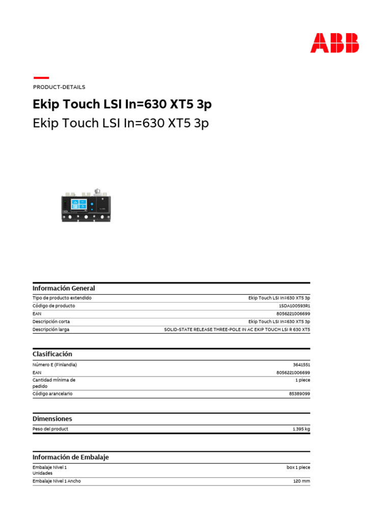 1SDA100593R1 Ekip Touch Lsi in 630 xt5 3p | PDF | Ingeniería de la ...