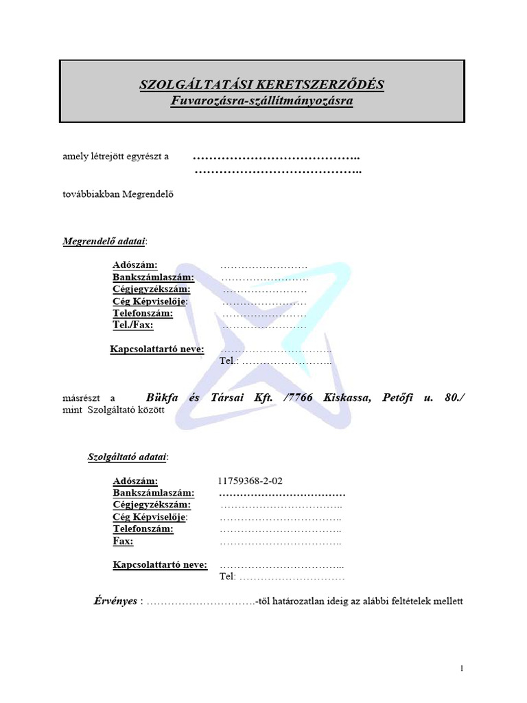 Szerzodes Minta | PDF