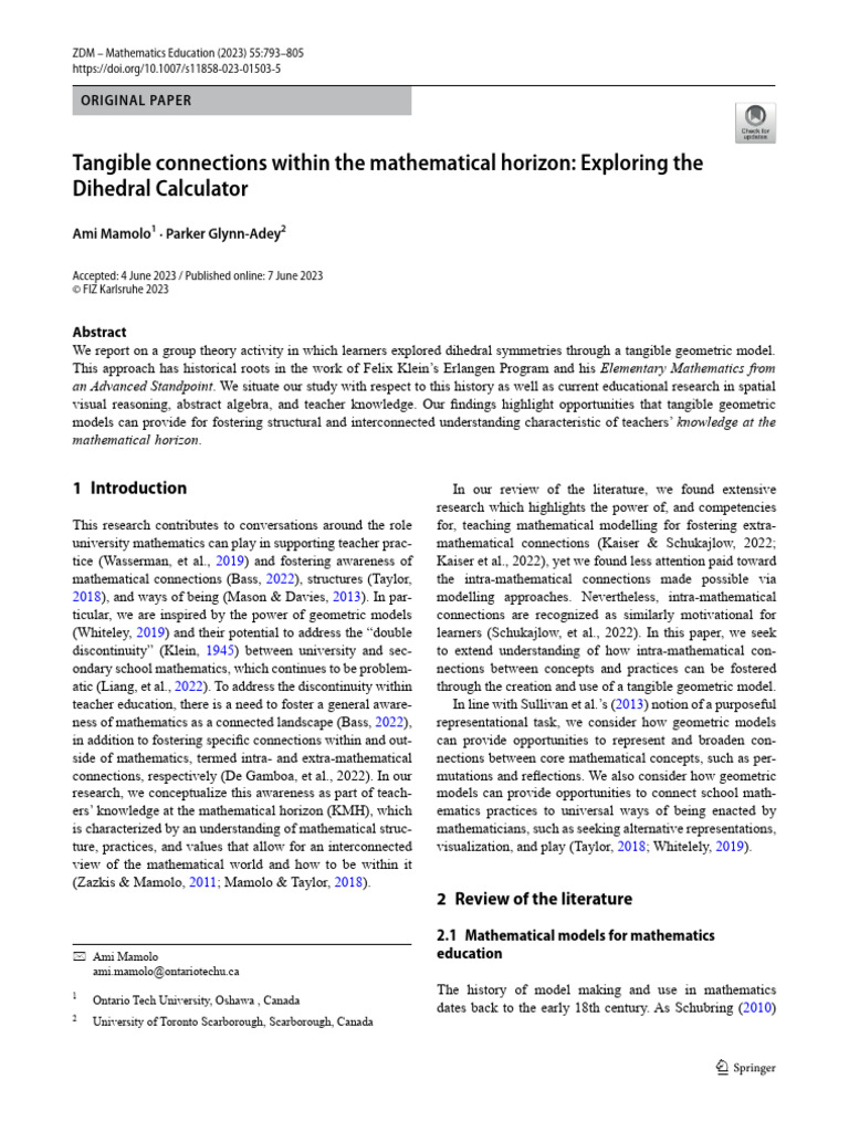 10. Tangible Connections Within The Mathematical Horizon Exploring the ...