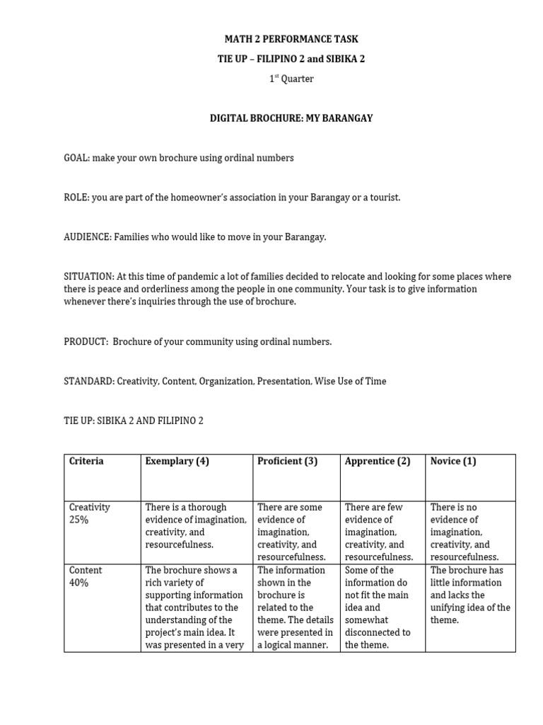 Barangay Brochure Project Guide | PDF | Cognitive Science | Learning