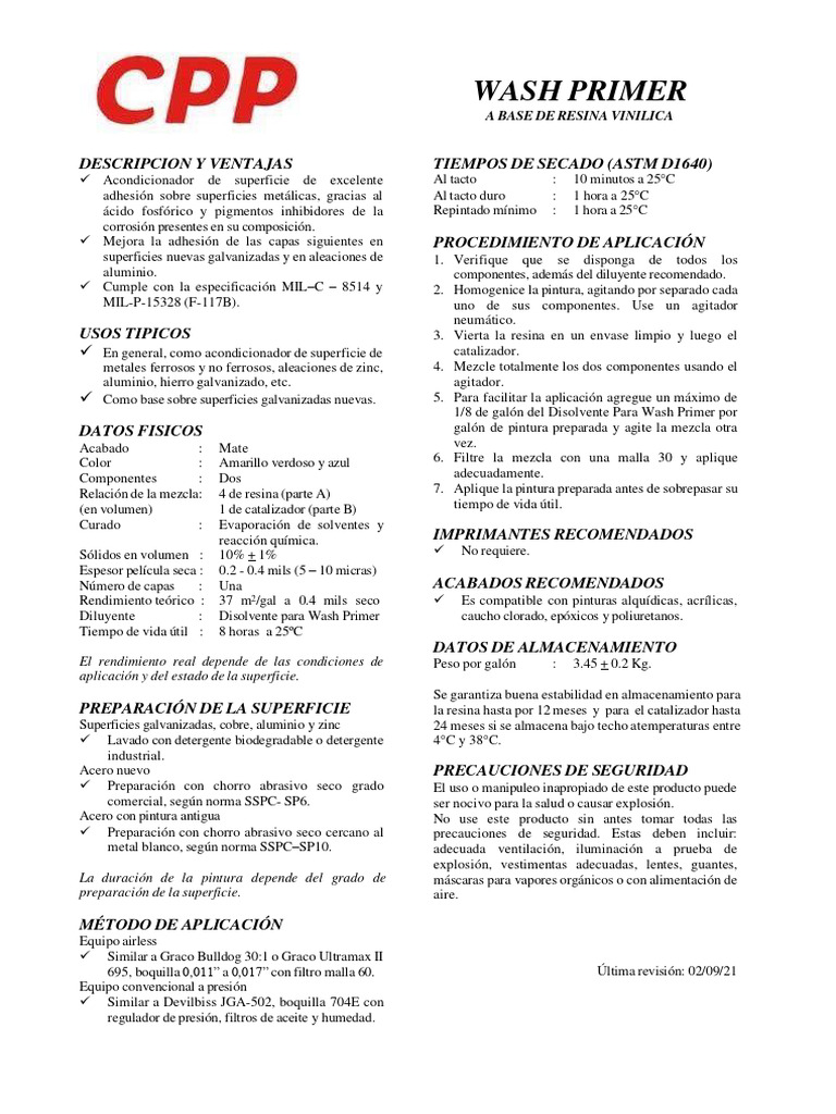 Wash Primer CPP | PDF | Pintar | Aluminio Wash Primer CPP | PDF | Pintar | Aluminio