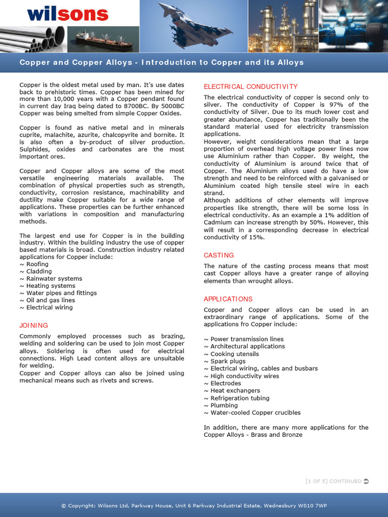 Wilsons-Ltd_Copper-and-Copper-Alloys-Introduction-to-Copper-and-its-Alloys_68 | PDF | Copper | Alloy