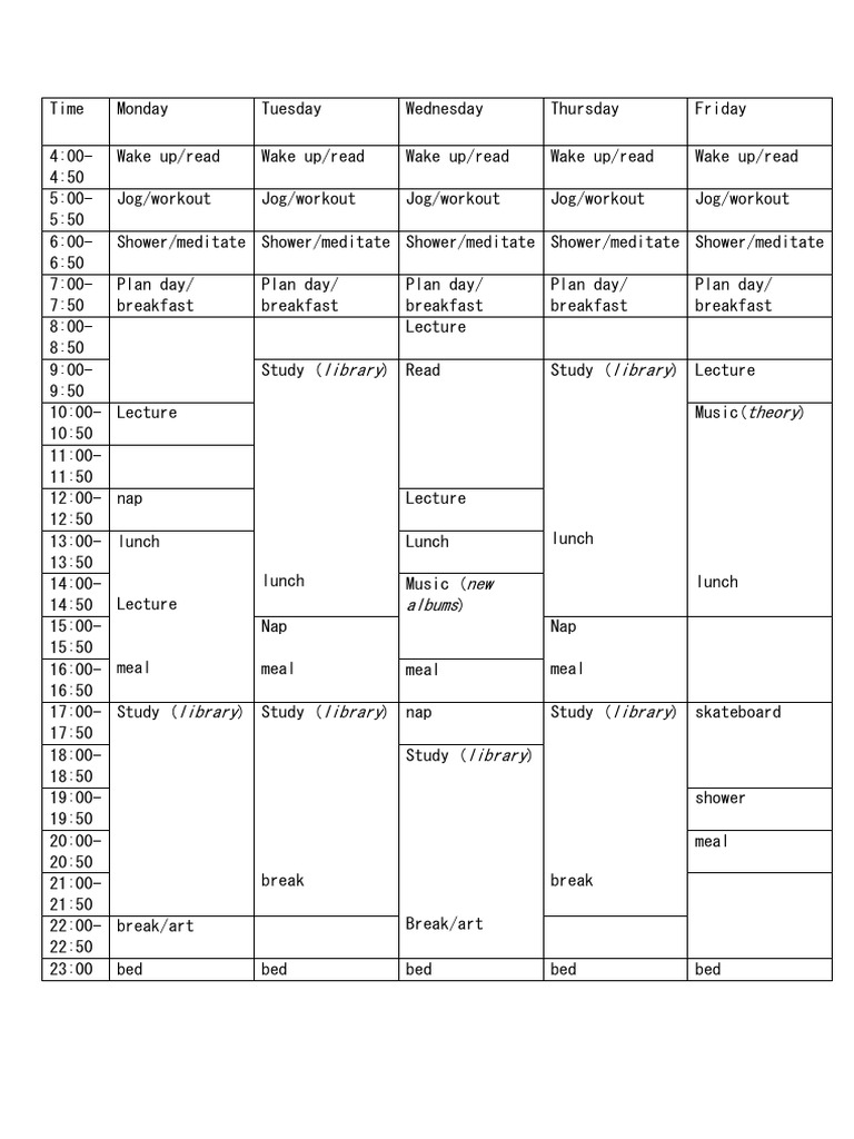 Timetable | PDF