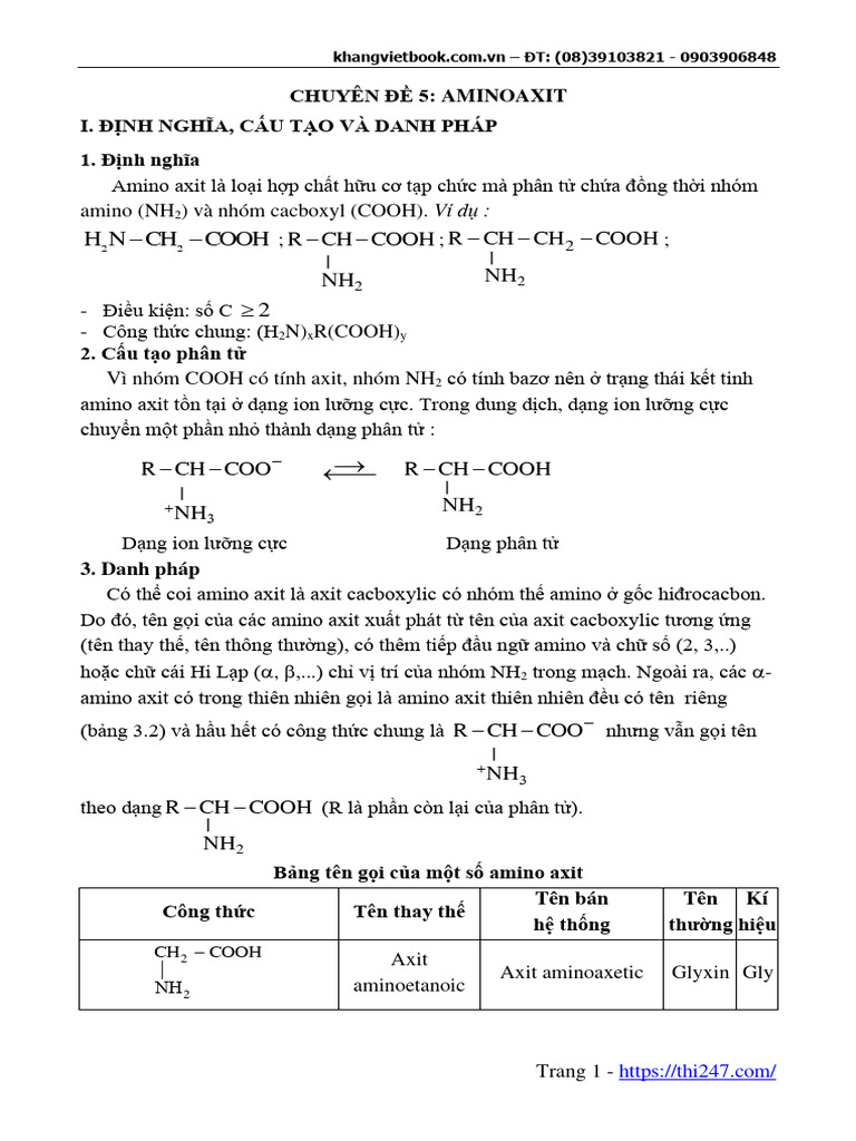 Bo Tro Kien Thuc Va Tu Duy Giai Nhanh Sieu Toc Chuyen de Amino Axit | PDF