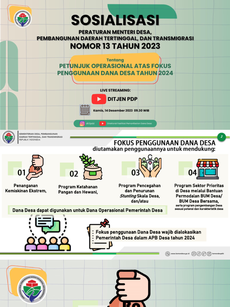 Permendes No13 Tahun 2023 Tentang Petunjuk Operasional Atas Fokus ...
