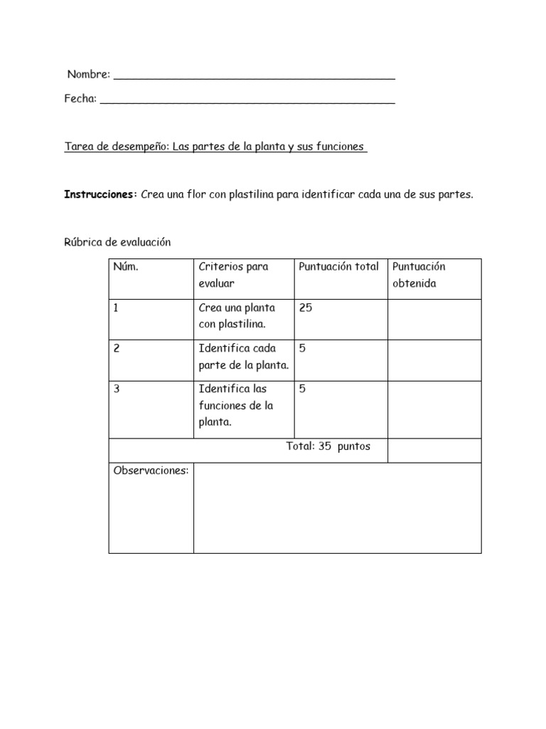 Tarea de Desempeno Crea Una Planta | PDF