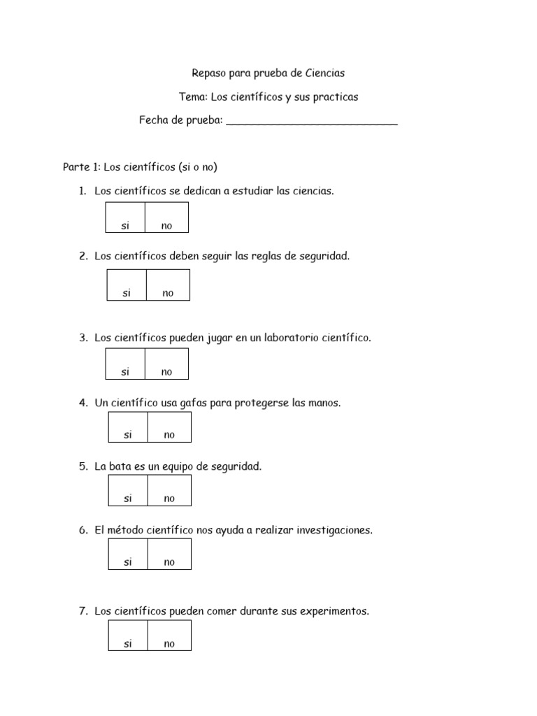 Repaso para Prueba de Ciencias | PDF