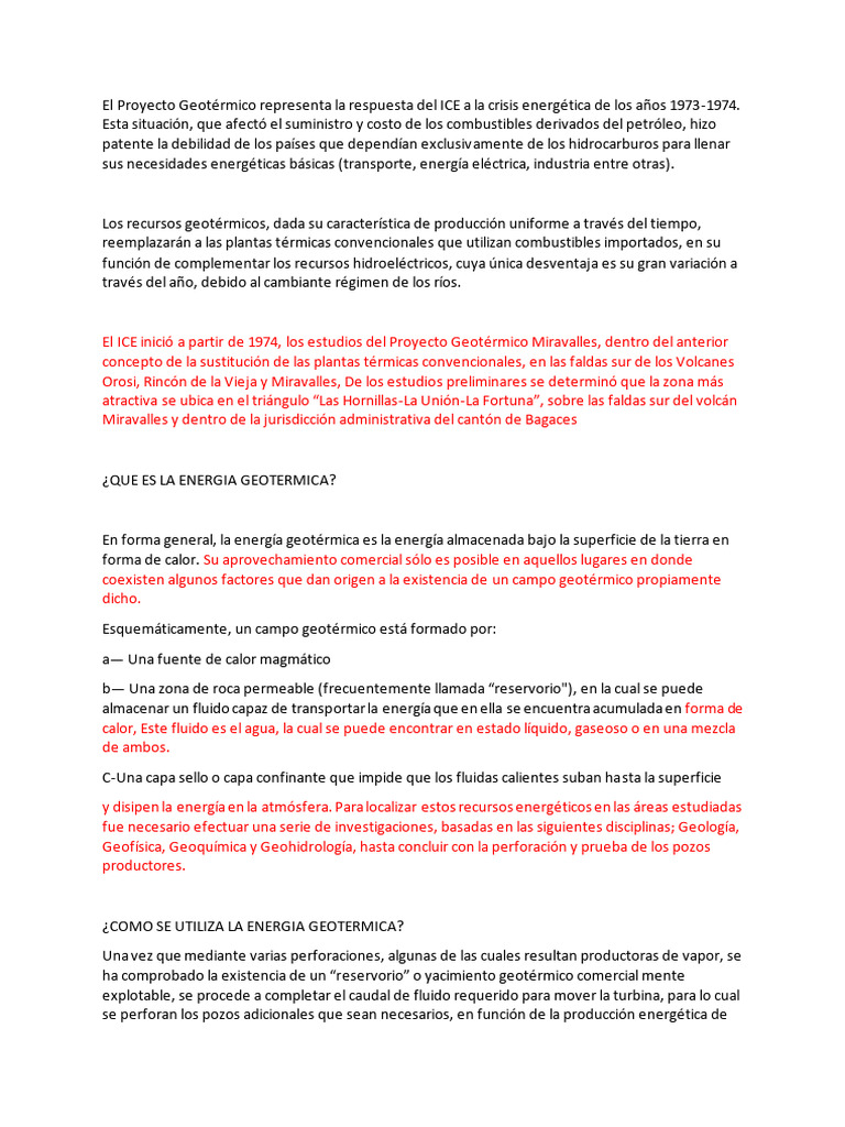 Proyecto Geotérmico Miravalles | PDF | Energía geotérmica | Vapor de agua