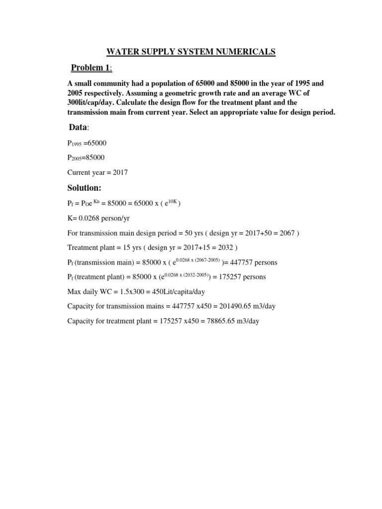 Water Supply System Calculations Guide | PDF | Industrial Processes ...