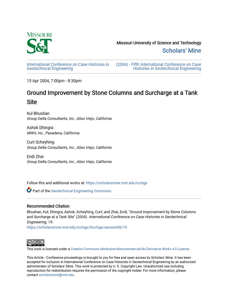 Ground Improvement by Stone Columns and Surcharge at A Tank Site | PDF ...