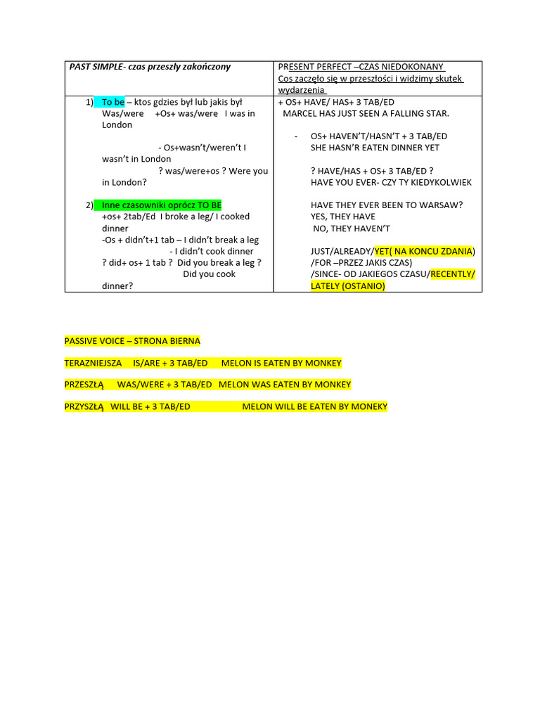 Polish Grammar: Past & Present Perfect | PDF