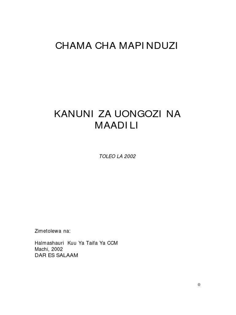 Kanuni Za Maadili CCM 1 | PDF