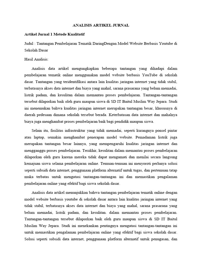 Analisis Artikel Jurnal | PDF