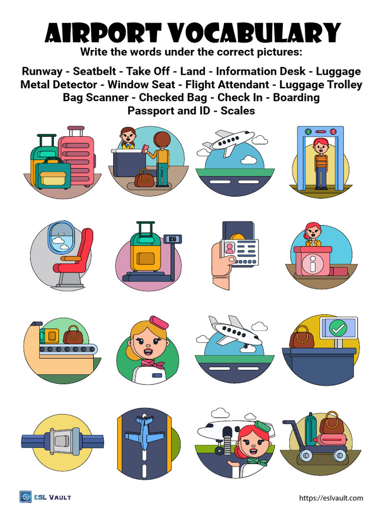 Airport Vocabulary With Pictures Worksheet | PDF | Business